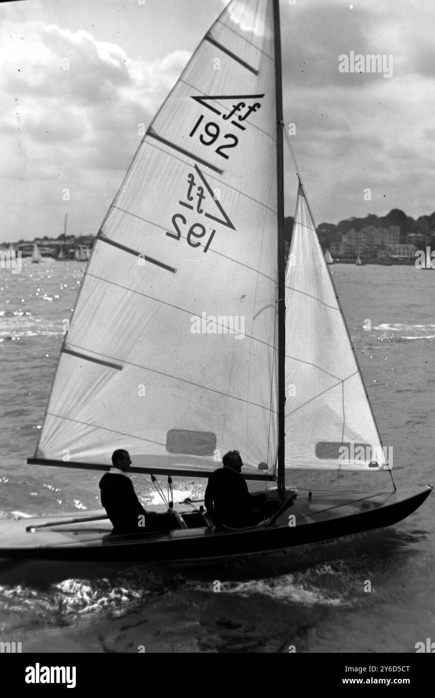 UFFA FOX AND PRINCE PHILIP AT THE TILLER OF THE FLYING FIFTEEN COWESLIP ...