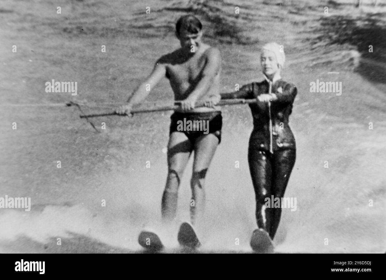 PRINCESS MARGARET ROSE WATER SKIING WITH INSTRUCTOR / ; 6 AUGUST 1963 ...