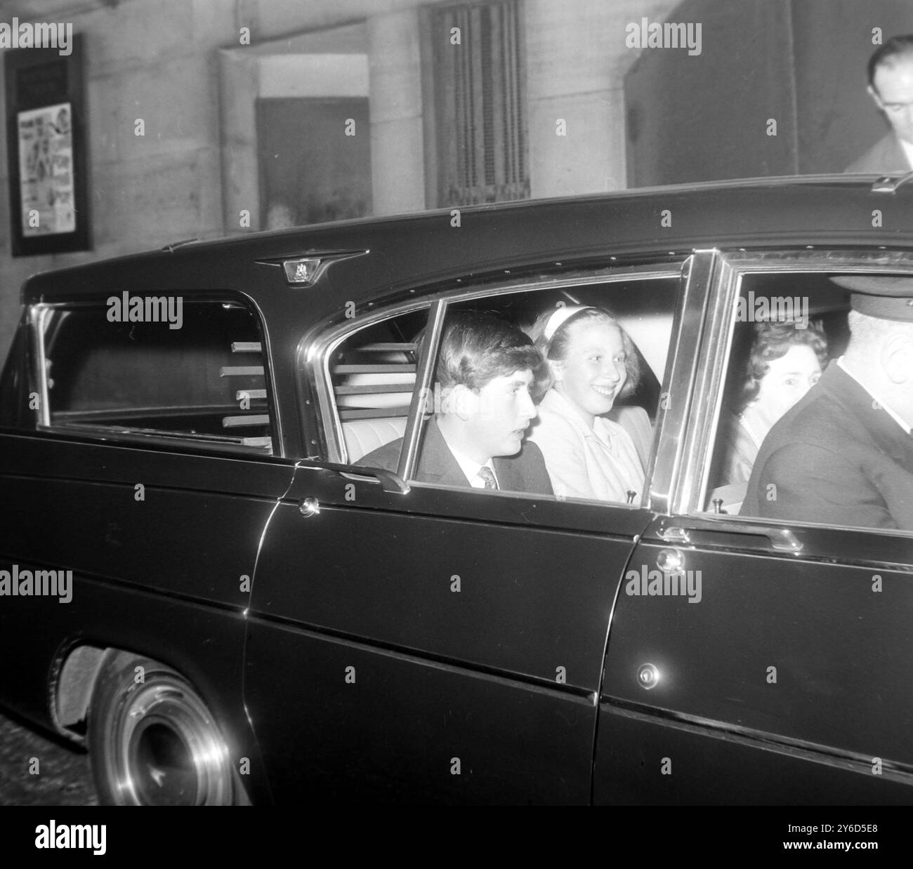 PRINCE CHARLES IN CAR WITH PRINCESS ANNE IN LONDON ; 7 AUGUST 1963 ...