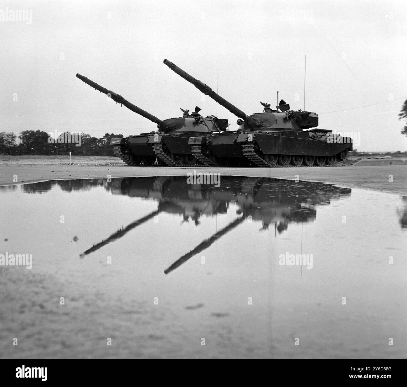 BRITISH ARMY NEW CHIEFTAIN TANK - REFLECTIONS IN MUD PUDDLE ; 7 AUGUST ...