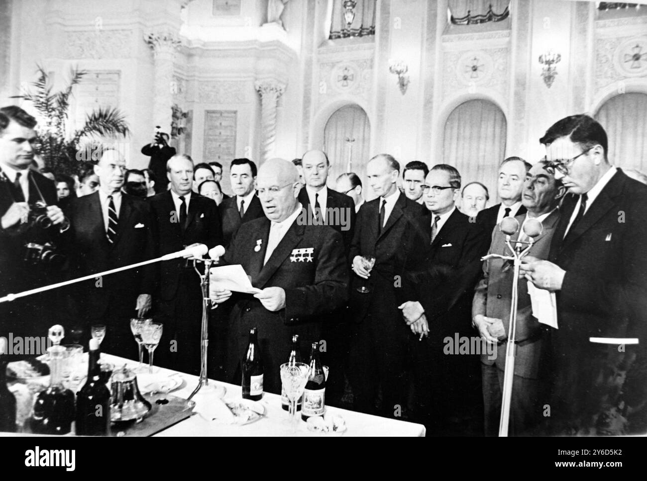 SOVIET PRIME MINISTER NIKITA KHRUSHCHEV RECEPTION AFTER NUCLEAR TEST ...