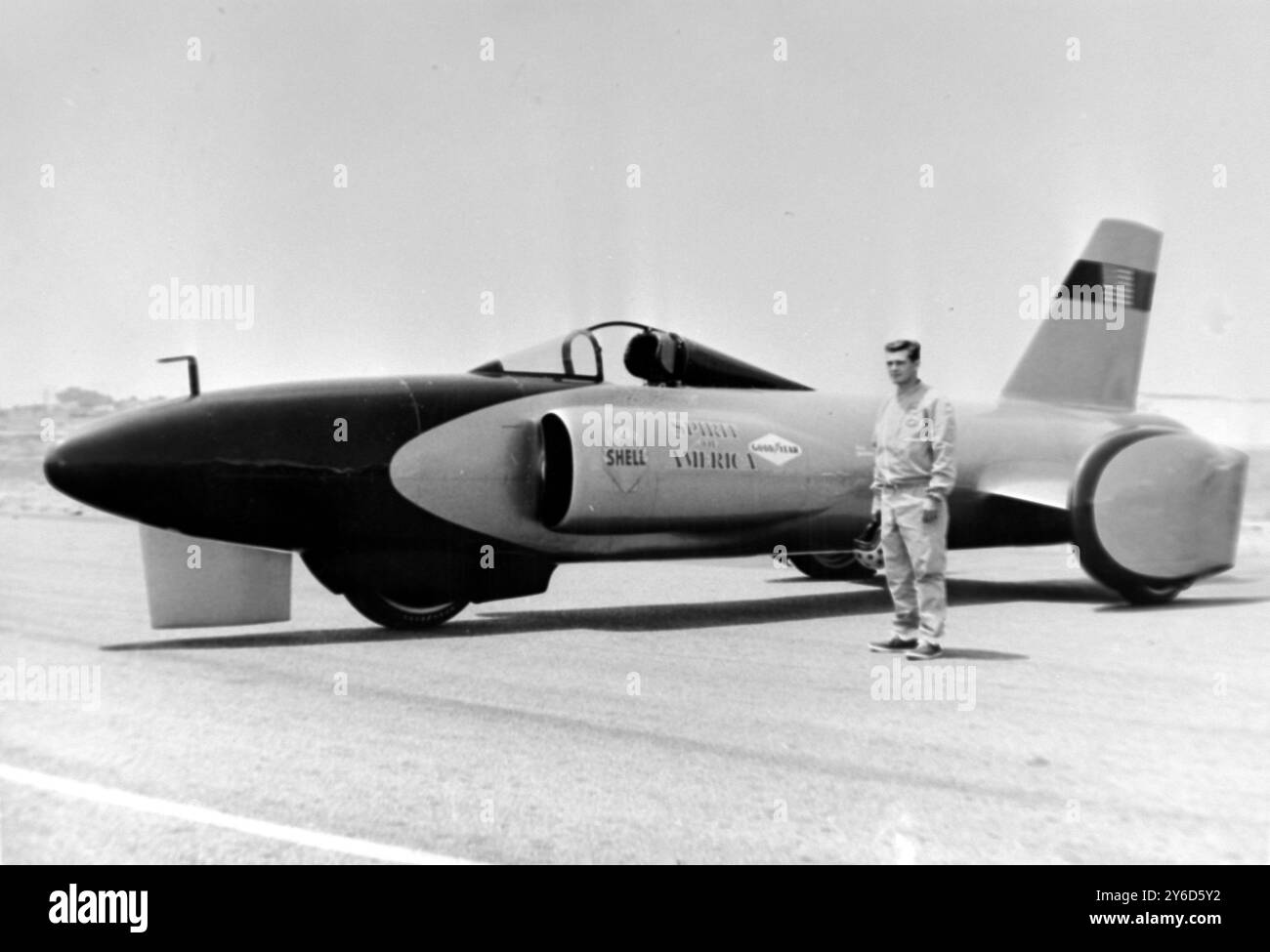 CRAIG BREEDLOVE WITH SPIRIT OF AMERICA JET CAR / ; 2 AUGUST 1963 Stock ...