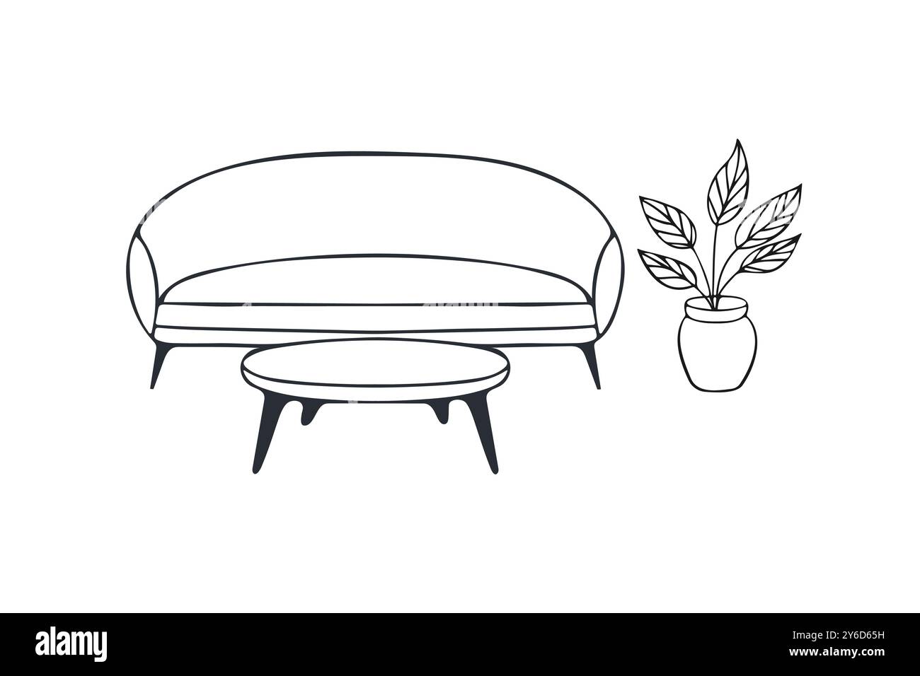 Interior minimalist style cozy sofa and coffee table and flowerpot in ...