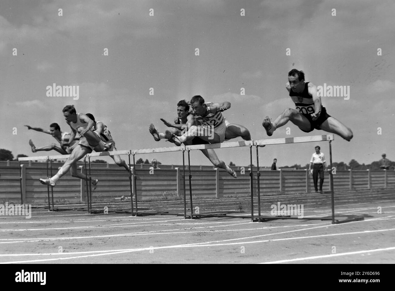 ATHLETE HOGAN GALE WINS HURDLING IN LONDON ; 27 JULY 1963 Stock Photo ...