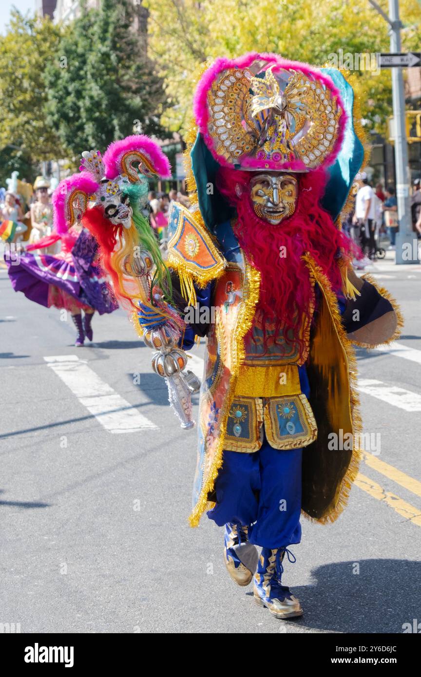 Bolivian dancers in Amazing ethnic costumes march in the 2024 Hispanic ...