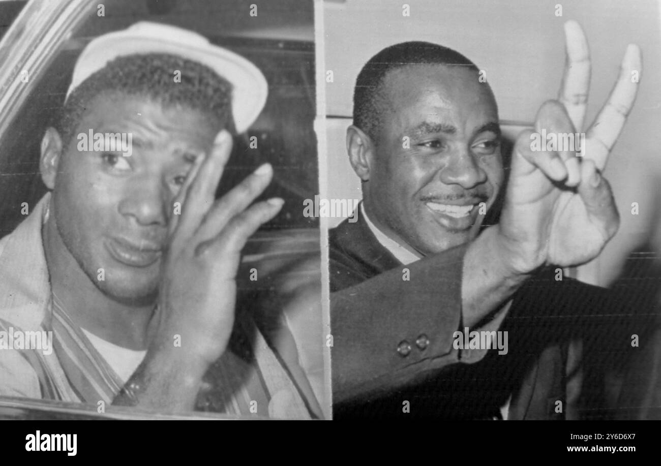 BOXING HEAVYWEIGHT FLOYD PATTERSON AND SONNY LISTON WAVE TO FANS IN LAS ...