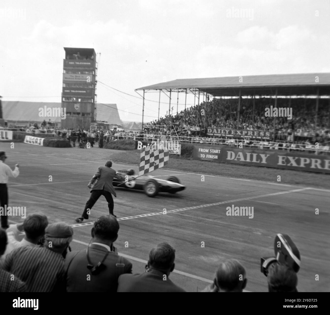 RACING DRIVER JIM CLARK WINS BRITISH GRAND PRIX AT SILVERSTONE ; 20 ...