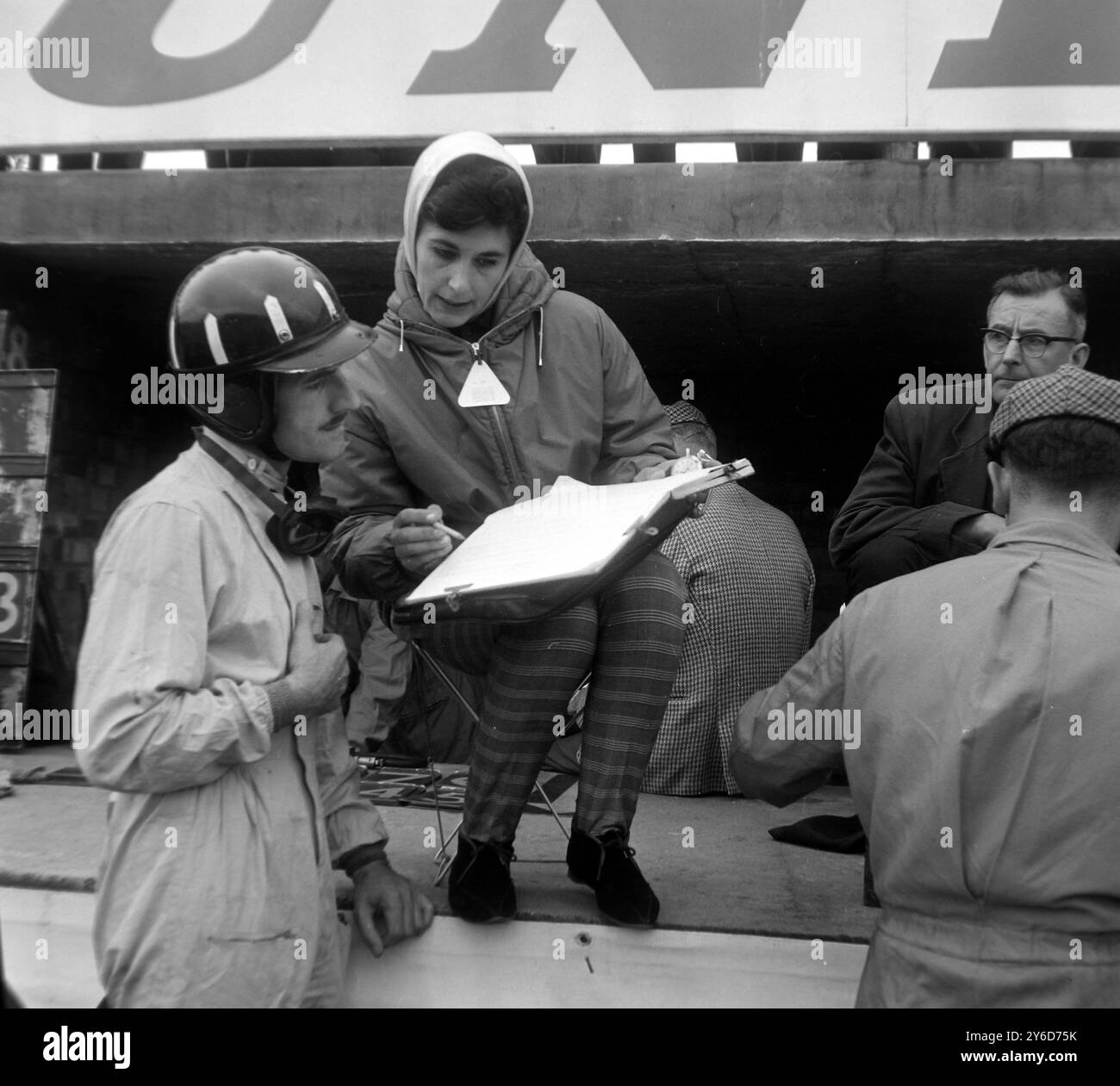 RACING DRIVER GRAHAM HILL WITH WIFE AT SILVERSTONE NEAR BRM ; 18 JULY ...