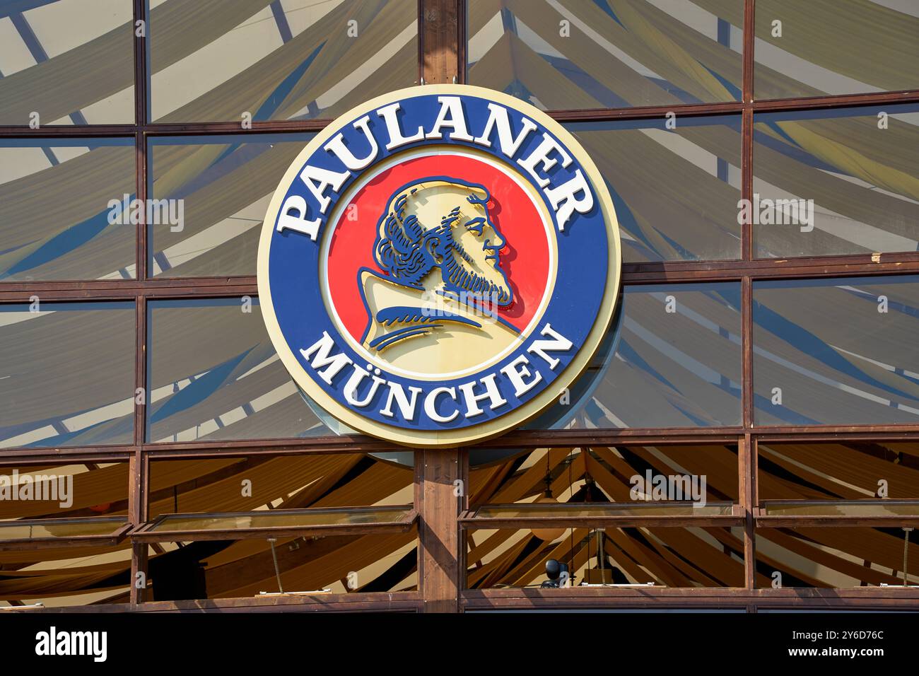 Munich, Bavaria, Germany - September 23, 2024: The Paulaner logo adorns ...