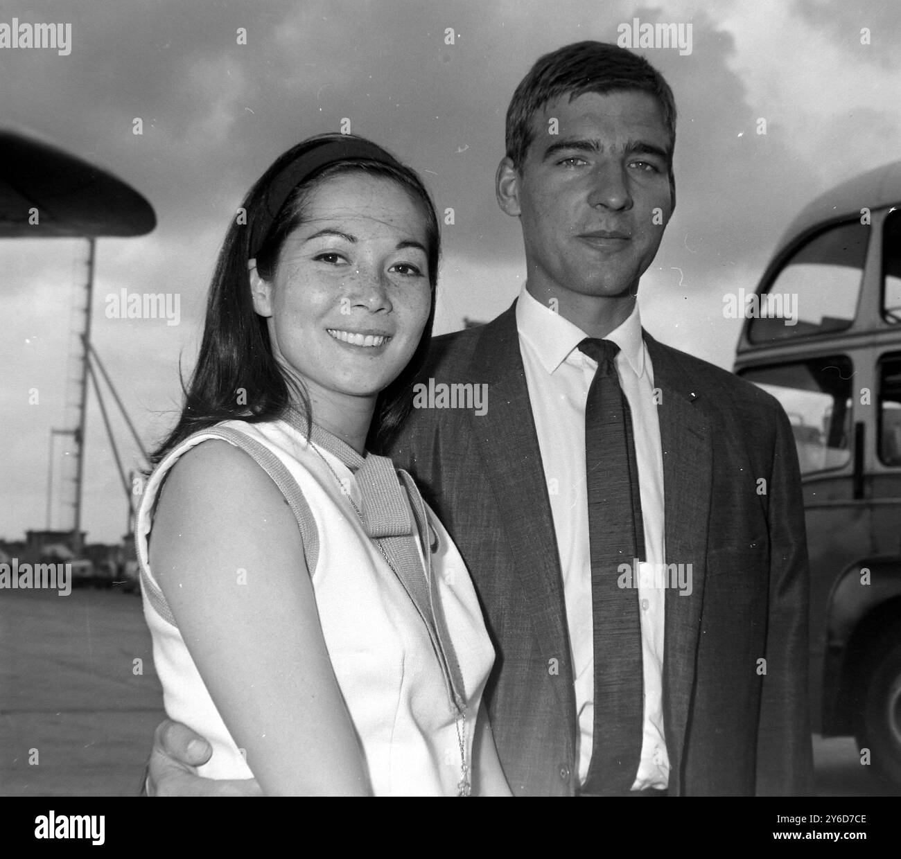 ACTRESS NANCY KWAN WITH HUSBAND PETER POCK AT LONDON AIRPORT / ; 16 ...