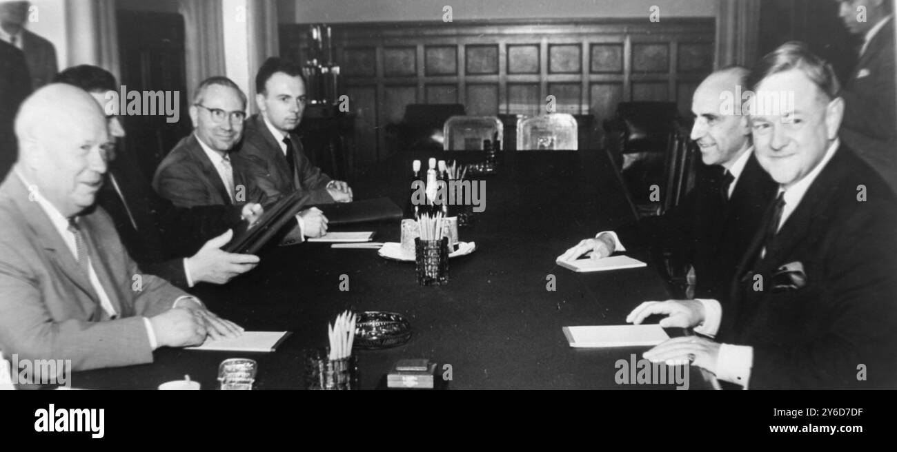 SOVIET PRIME MINISTER NIKITA KHRUSHCHEV WITH AVERELL HARRIMAN IN MOSCOW ...