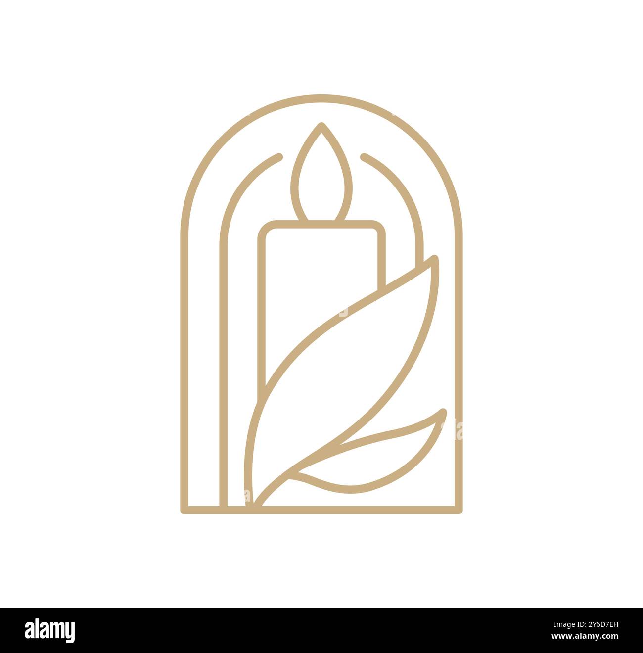 Vector candle line art logo design elegant spa icon. Soothing Light ...