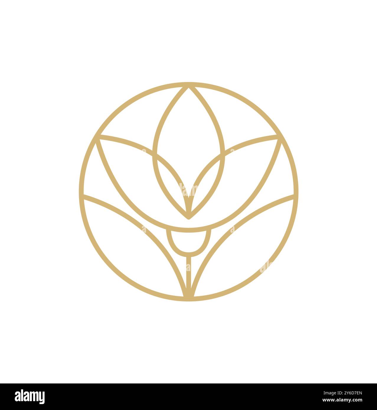 Simple plant tulip round line logo aesthetics . Emblem flower in circle ...