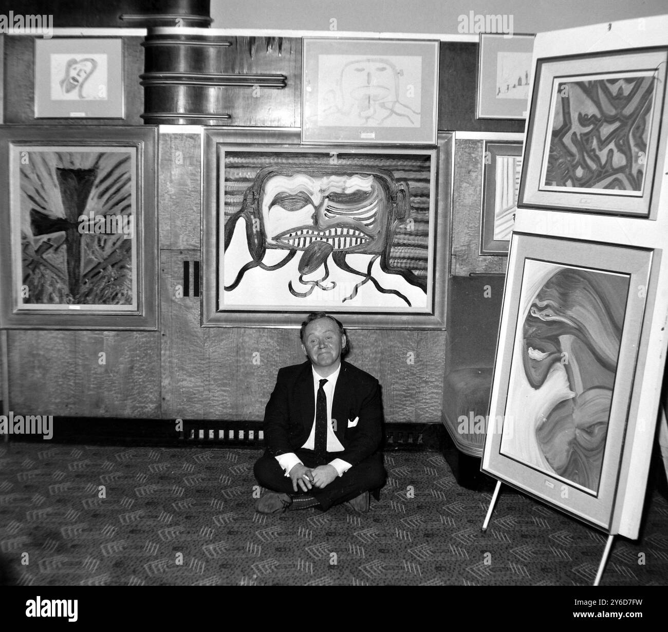 BRITISH CHARLIE DRAKE WITH HIS PAINTINGS IN LONDON / ; 16 JULY 1963 ...