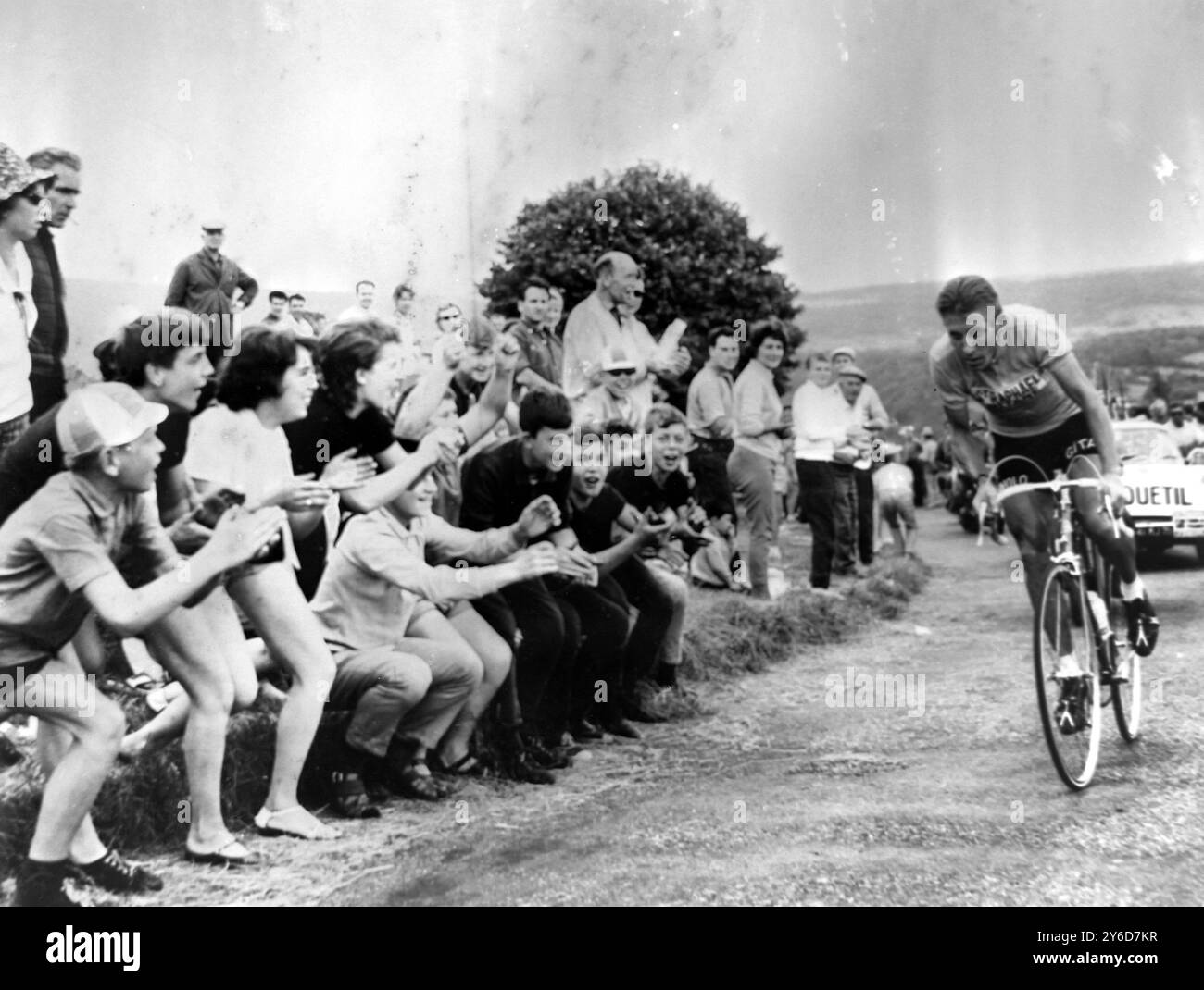 FRENCH CYCLING CHAMPION JACQUES ANQUETIL AT TOUR DE FRANCE RACE IN ...