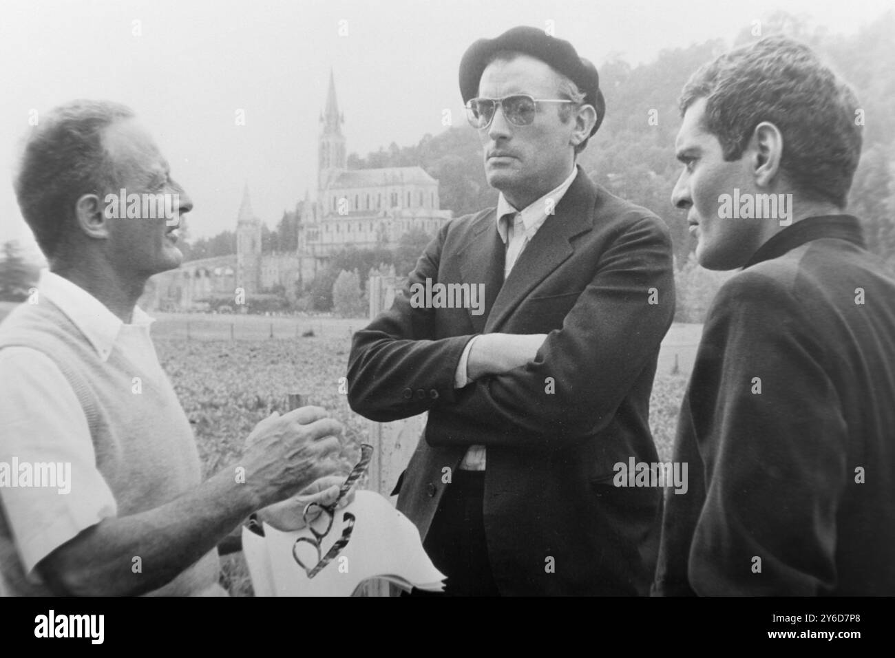 ACTOR GREGORY PECK WITH OMAR SHARIF IN LOURDES, FRANCE / ; 15 JULY 1963 ...