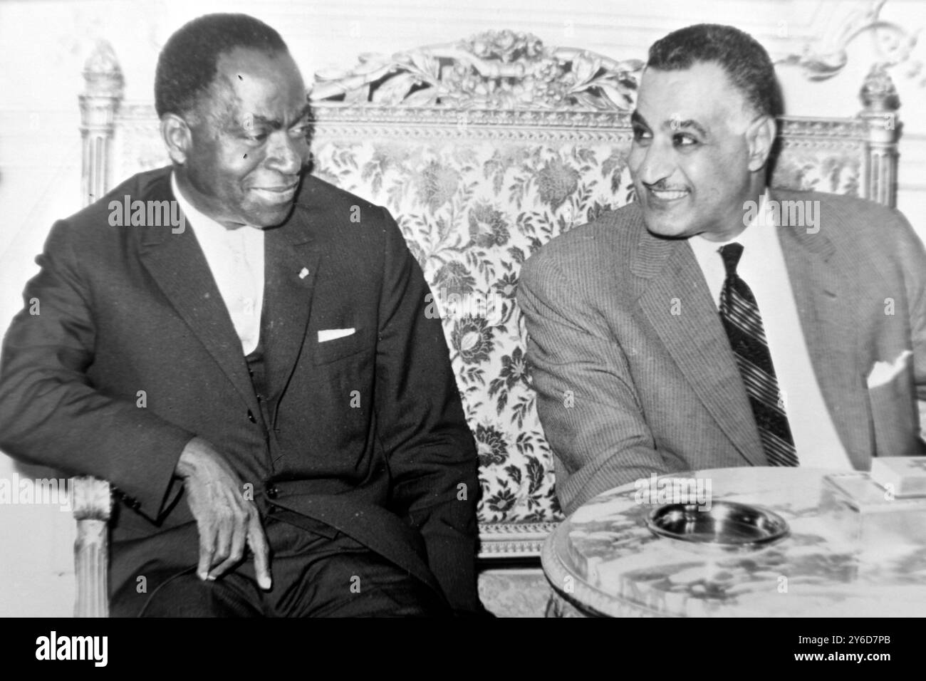 PRESIDENT OF UNITED ARAB REPUBLIC GAMAL ABDUL NASSER WITH IVORY COAST ...
