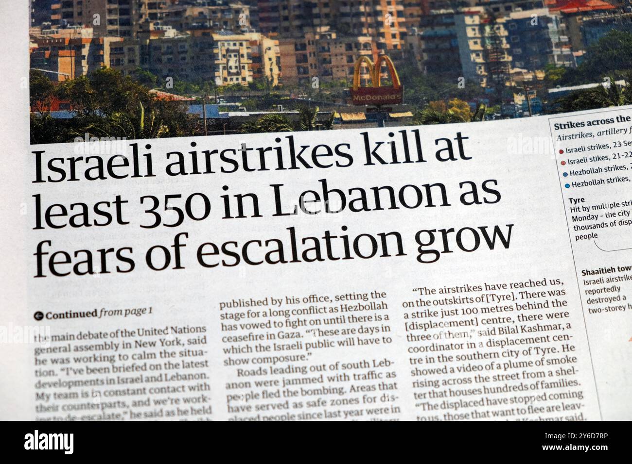 'Israeli airstrikes kill at least 350 in Lebanon as fears of escalation ...