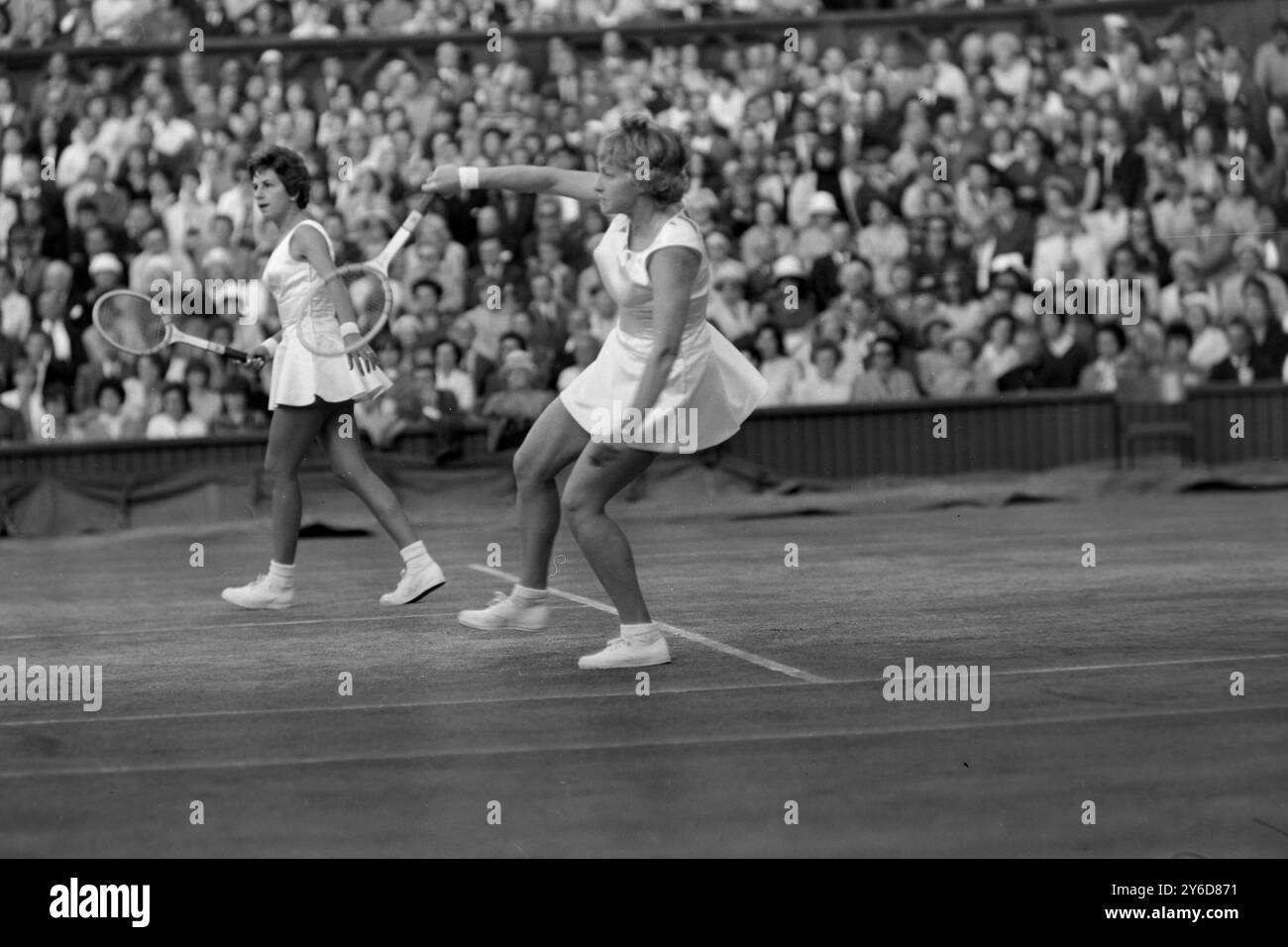 MARIA BUENO AND DARLENE HARD TENNIS PLAYERS IN ACTION AT TOURNAMENT IN ...
