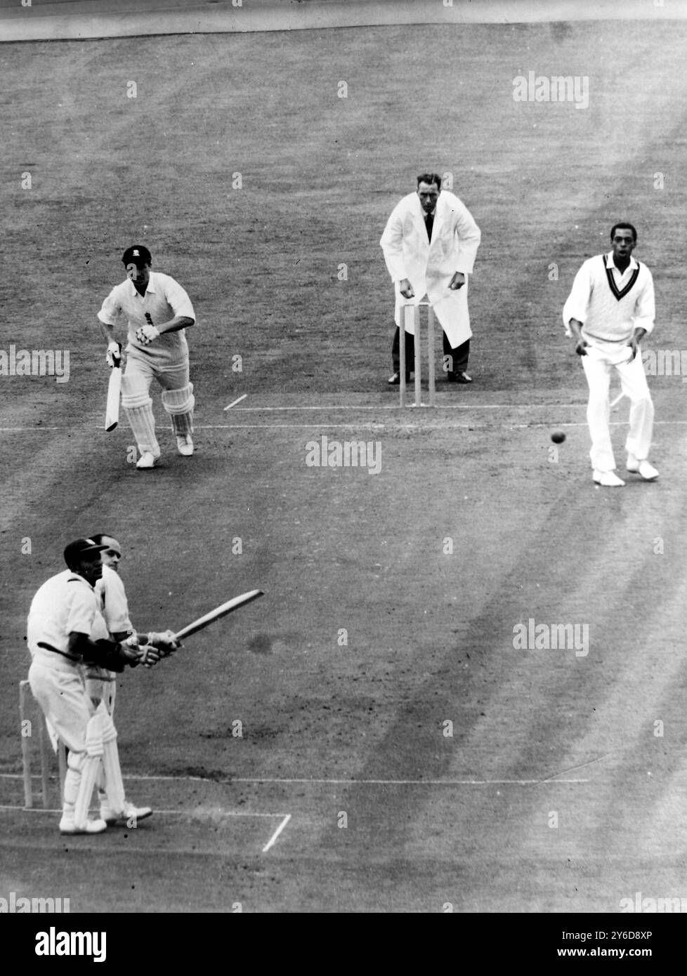 CRICKETER IN ACTION GIBBS LANCE WEST INDIES VS ENGLAND / ; 6 JULY 1963 ...