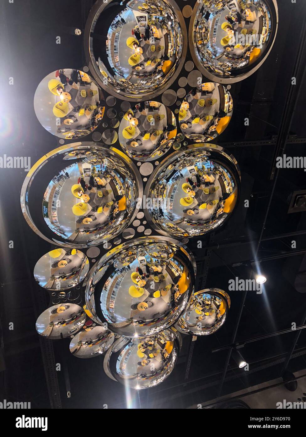 Shimmering Reflections from Spherical Mirrors on a Modern Ceiling ...