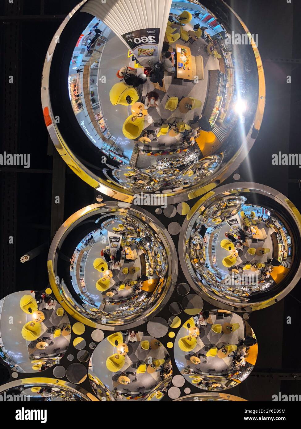 Shimmering Reflections from Spherical Mirrors on a Modern Ceiling ...