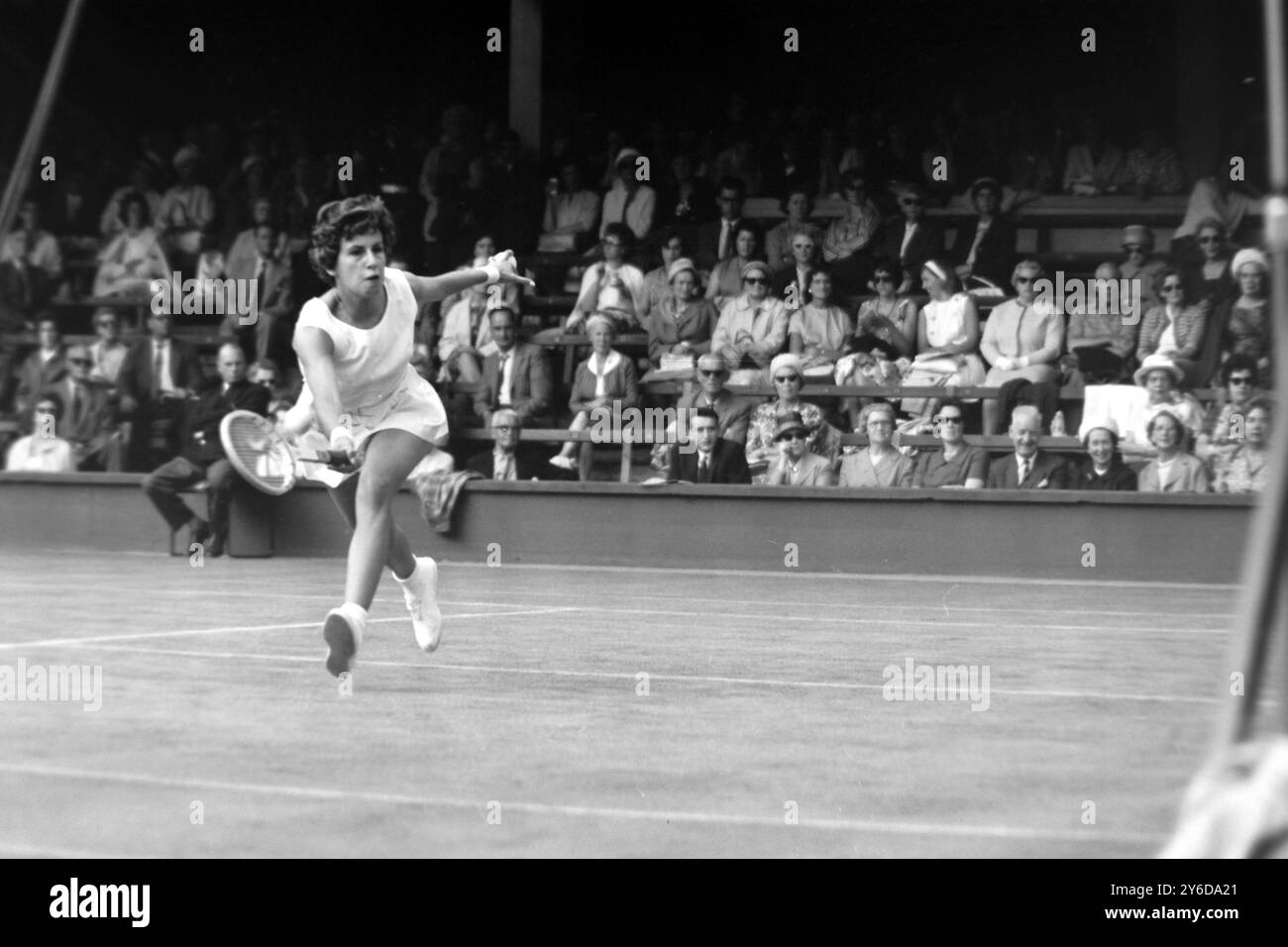 MARIA BUENO IN ACTION AT TOURNAMENT IN WIMBLEDON INTERNATIONAL TENNIS ...