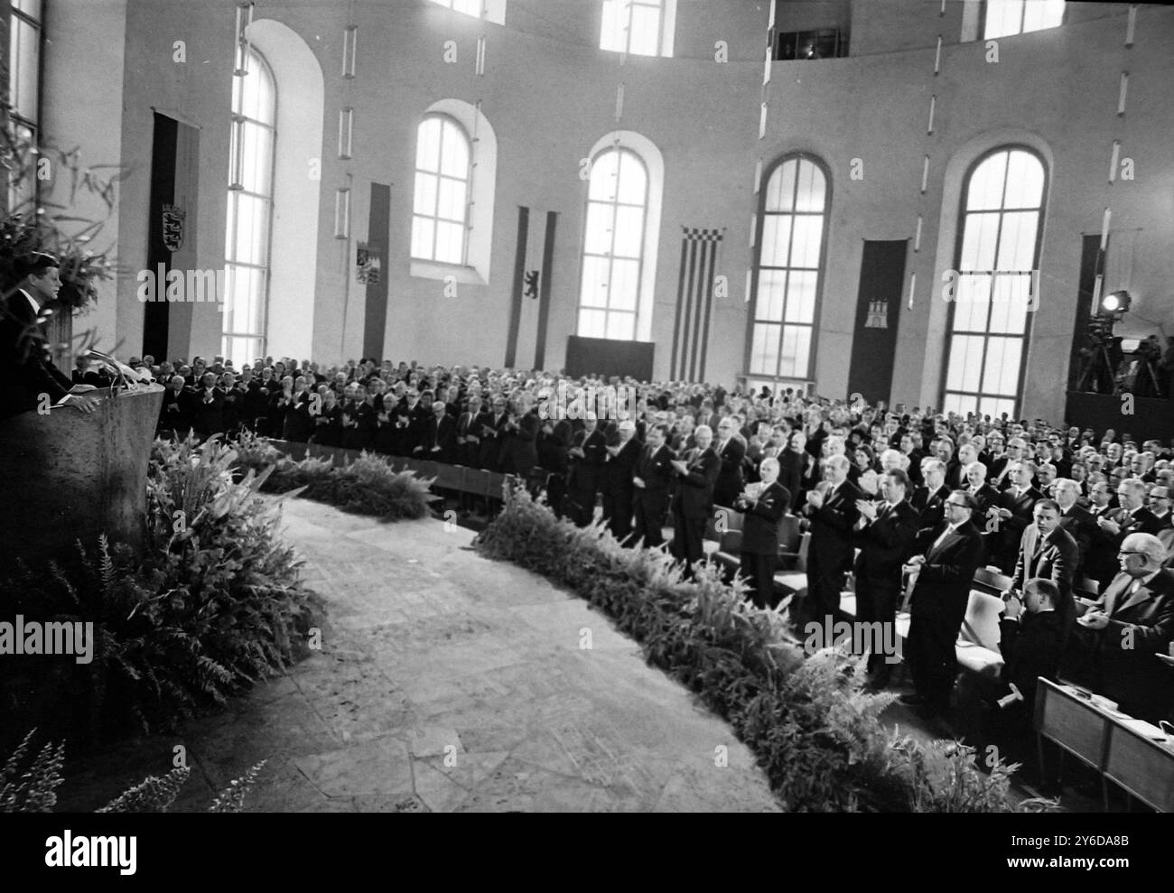 US AMERICAN PRESIDENT JOHN F KENNEDY MAKING MAJOR SPEECH IN FRANKFURT ...