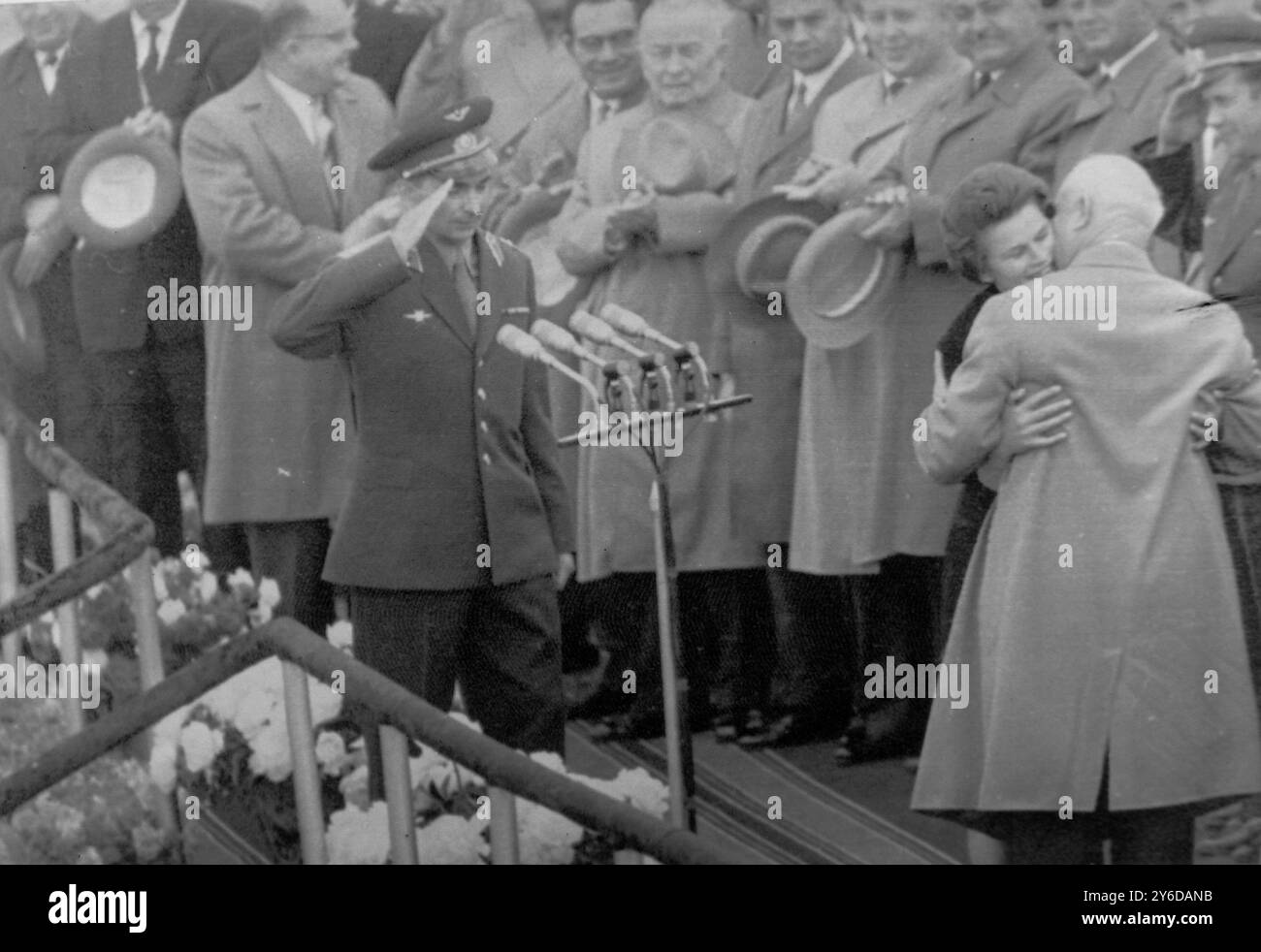 SOVIET PRIME MINISTER NIKITA KHRUSHCHEV WITH WORLD'S FIRST COSMONAUT ...