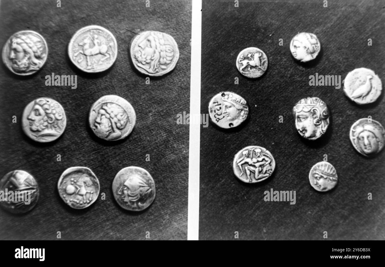4TH CENTURY ROMAN COINS DISCOVERED IN BUCHAREST ; 18 JUNE 1963 Stock ...