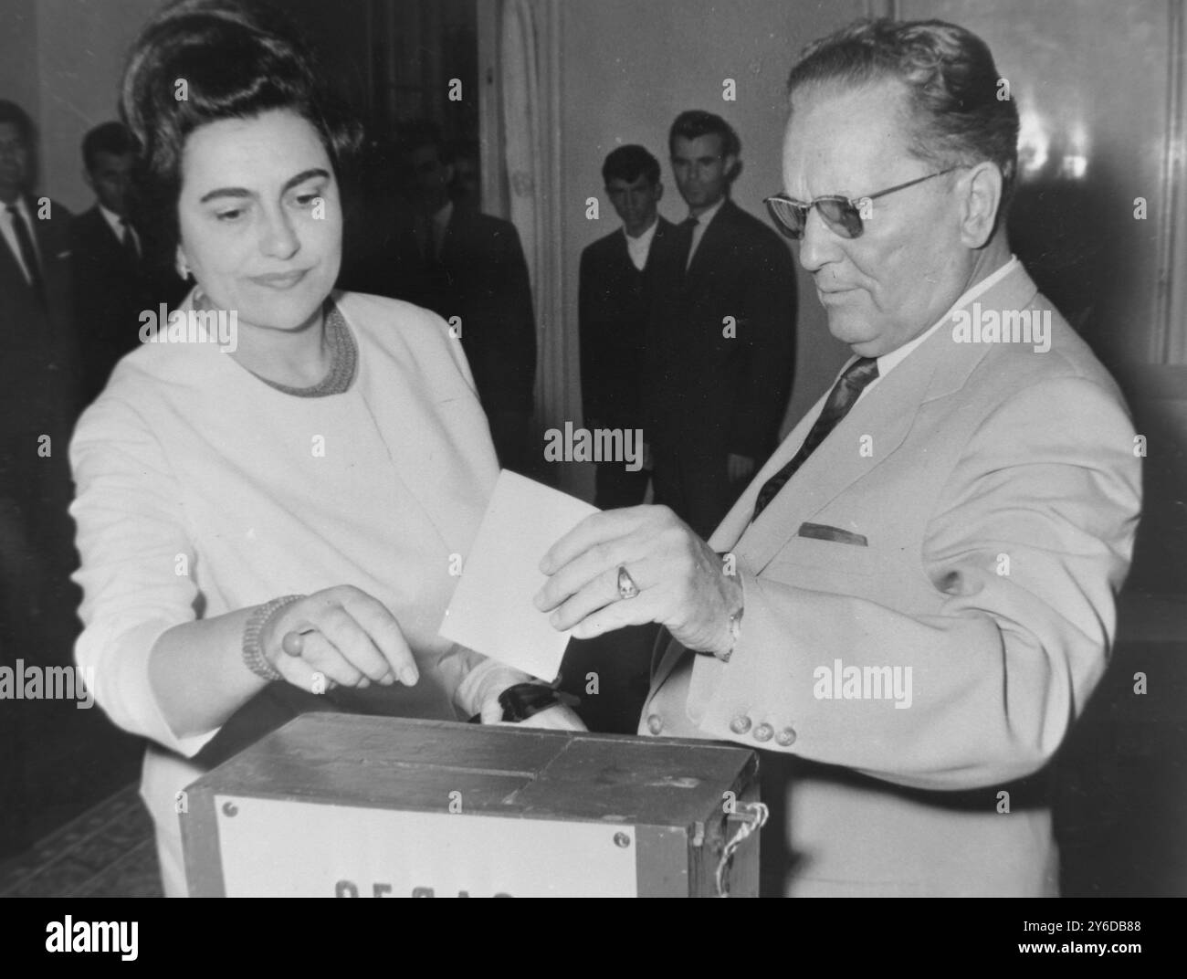 PRESIDENT OF YUGOSLAVIA JOSIP BROZ TITO VOTES IN BELGRADE / ; 18 JUNE ...