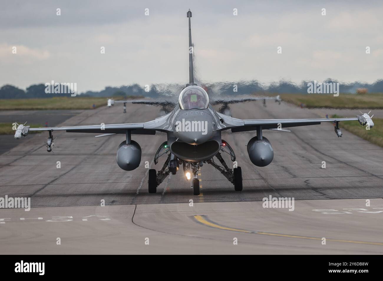 A Polish Air Force F-16 taxis during the Exercise of Cobra Warrior 24-2 Royal Air Force ...