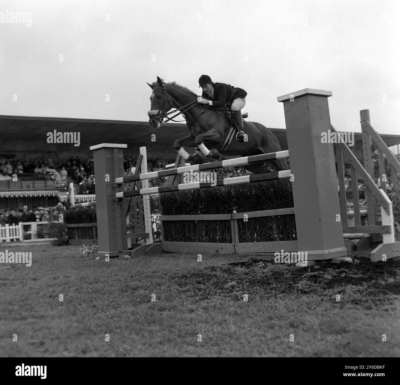LADY SARAH FITZALAN HOWARD RIDES IN RICHMOND HORSE JUMPING ; 14 JUNE ...