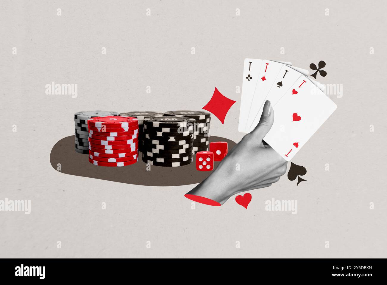 Image sketch collage of rich person playing poker game full house royal ...