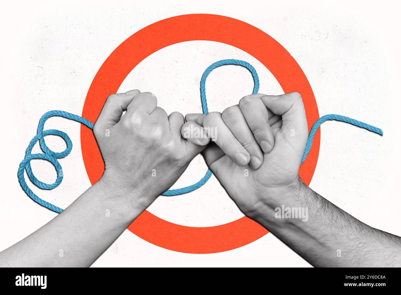 Composite photo collage of people hands crossed pinky cooperation ...