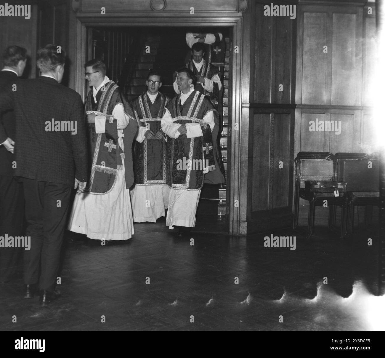 PRIESTS ENTERING HALL FOR FIRST BLESSING IN LONDON ; 10 JUNE 1963 Stock ...