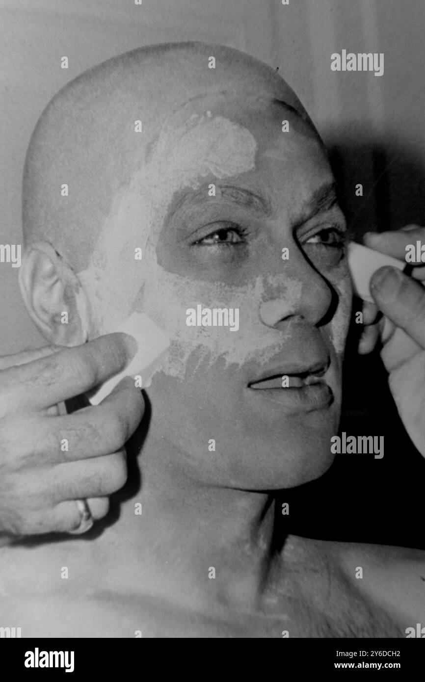 FILM THE LIST OF ADRIAN MESSENGER WITH ACTOR TONY CURTIS DOING MAKE UP ...