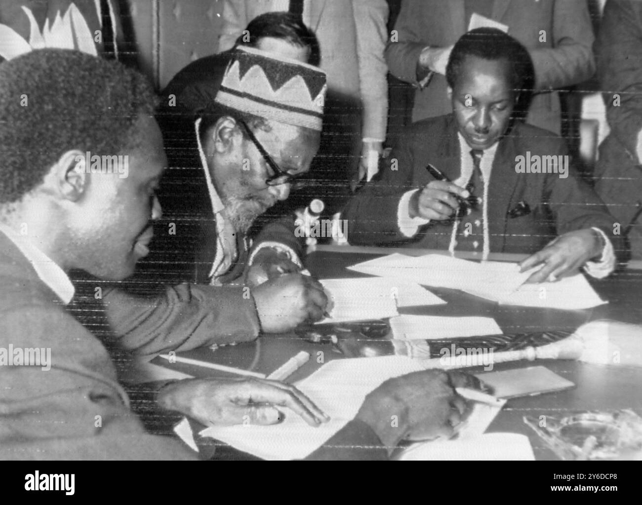 AFRICAN PREMIER AND LEADER JOMO KENYATTA WITH JULIUS NYEREREAND MILTON ...