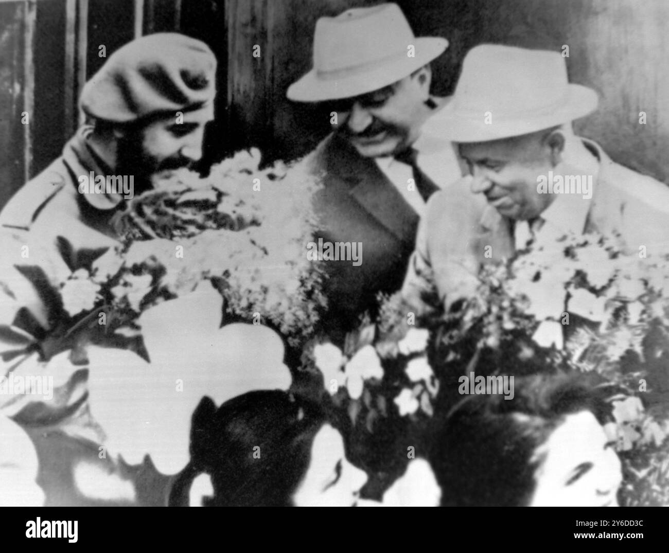 SOVIET PRIME MINISTER NIKITA KHRUSHCHEV WITH CUBAN PREMIER FIDEL CASTRO ...