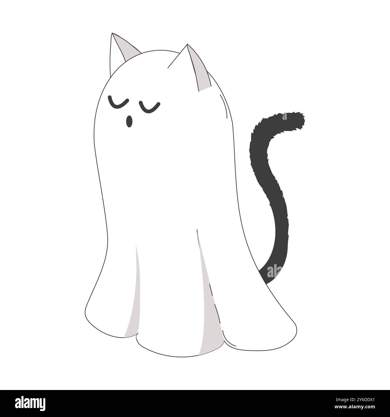 Halloween ghost cat cute doodle characters in costumes cute spooky ...