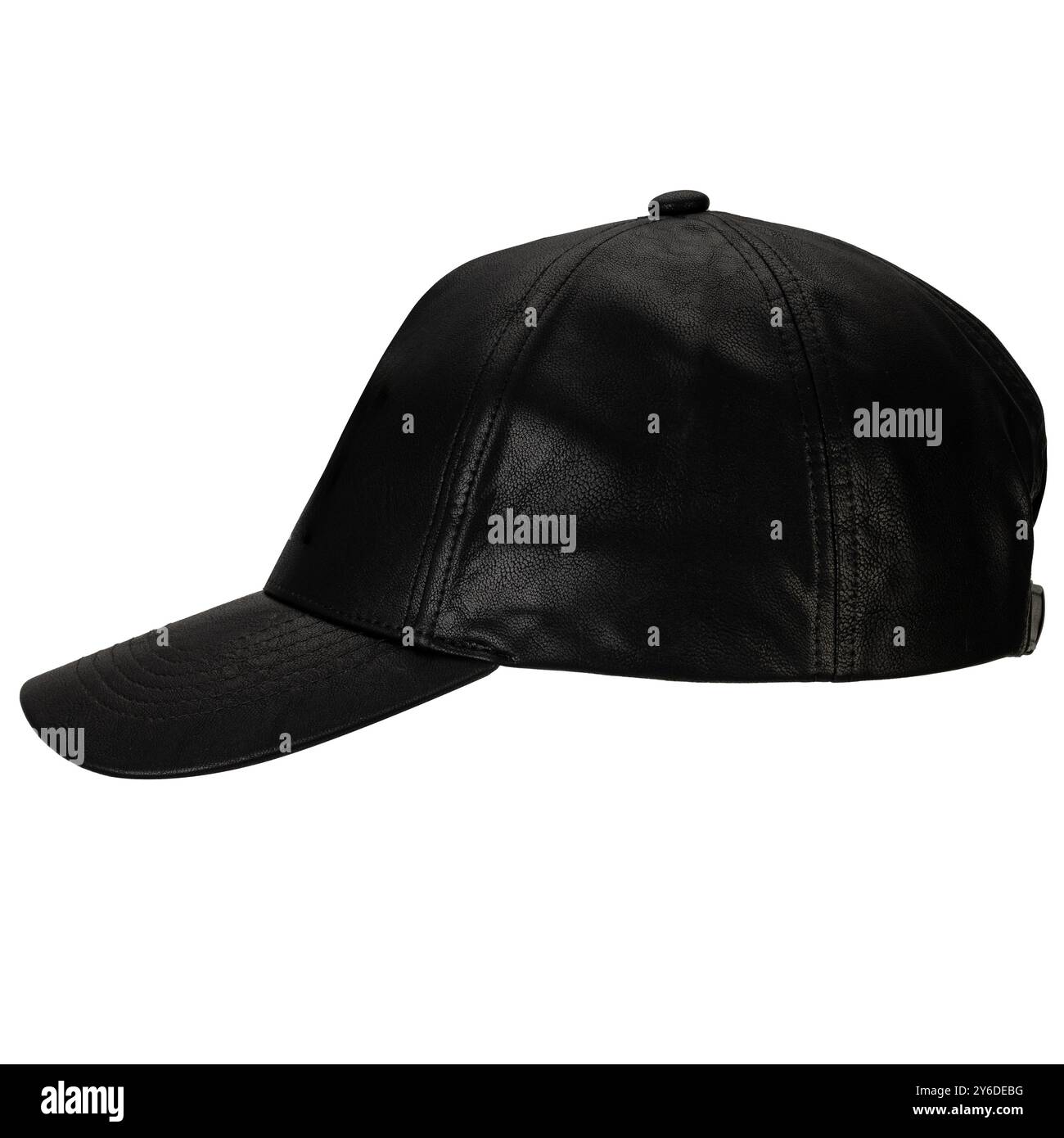 Black Leather Cap Side View Stock Photo - Alamy