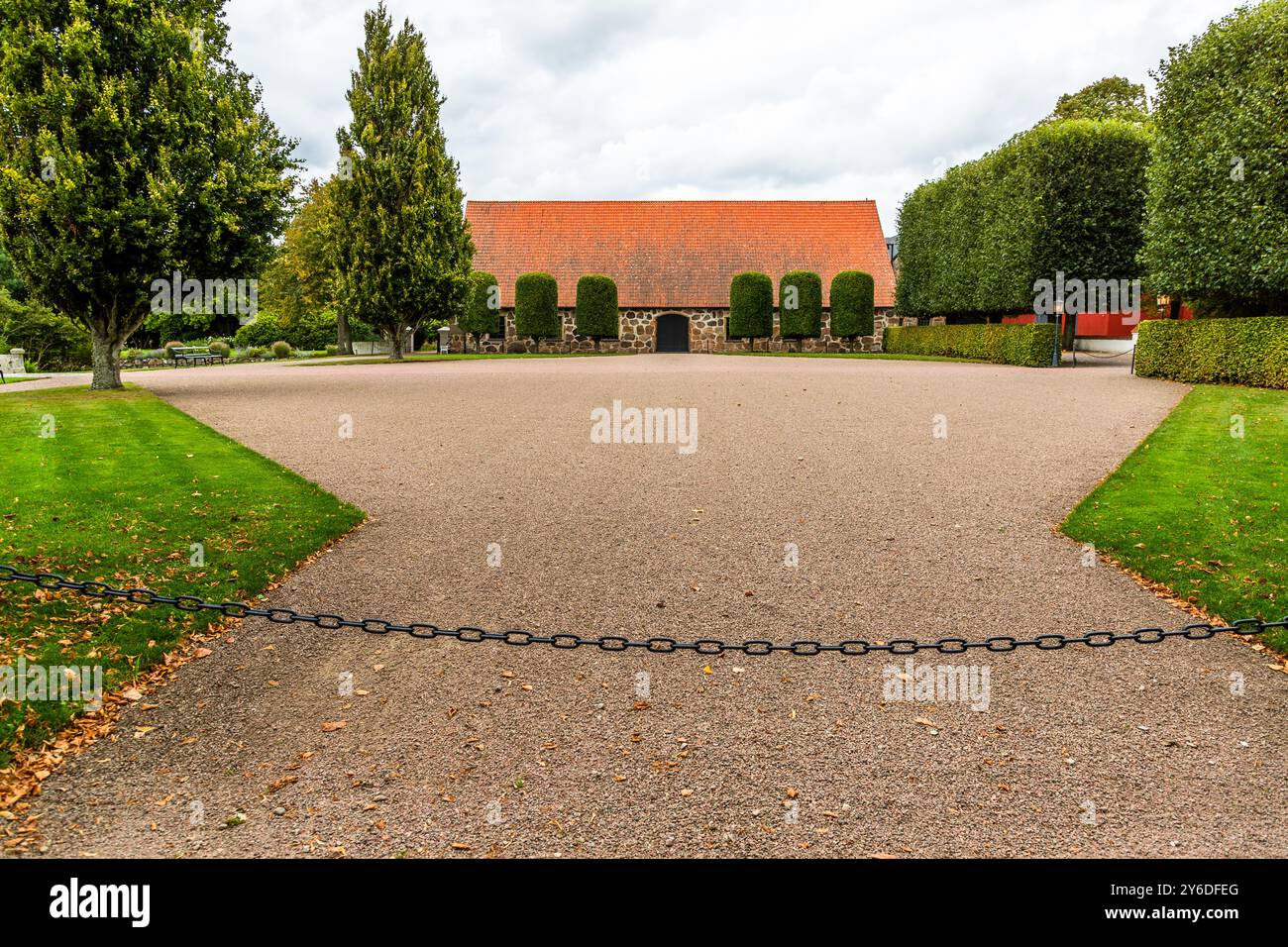 View of the courtyard of Krapperup Castle, one of the oldest and ...
