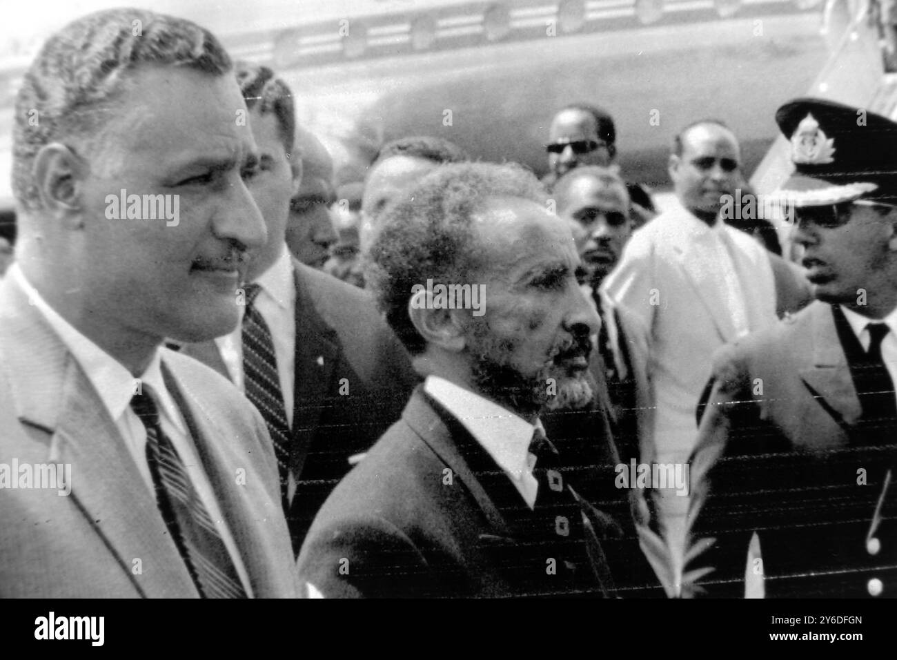 PRESIDENT OF UNITED ARAB REPUBLIC GAMAL ABDUL NASSER WITH EMPEROR HAILE ...