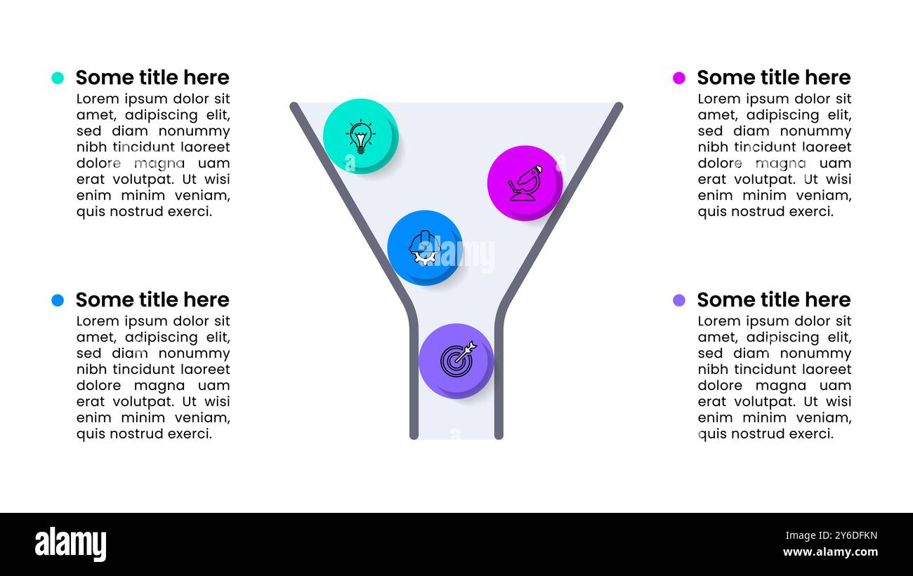 Infographic template with icons and 4 options or steps. Funnel. Can be ...