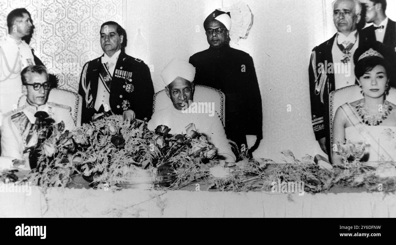 INDIAN PRESIDENT SARVEPALL RADHAKRISHNAN WITH THE SHAH OF IRAN AND ...