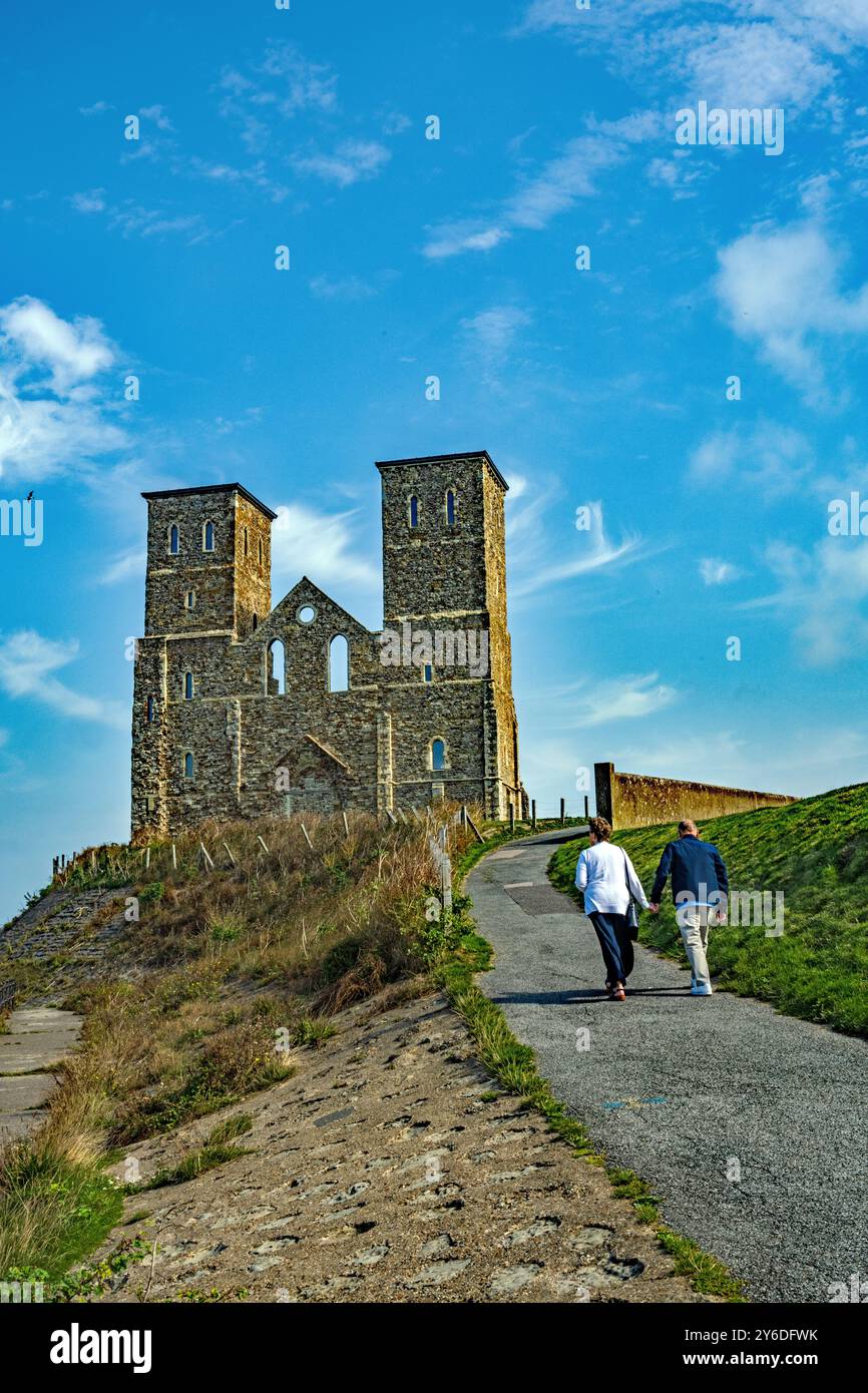 Reculver Towers & Roman Fort ruins Stock Photo - Alamy