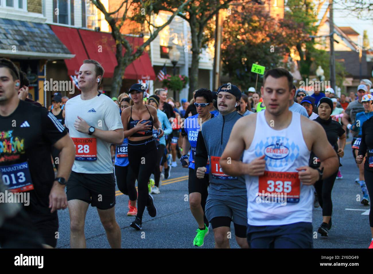 Babylon, NEw York, USA - 22 October 2023: A Large group of runners ...