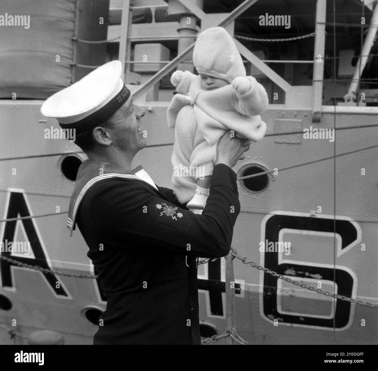 MICHAEL ADAMS WITH DAUGHTER MICHELLE IN PORTSMOUTH ; 15 MAY 1963 Stock ...