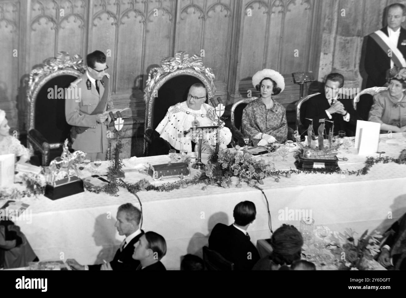 THE LORD MAYOR OF LONDON RALPH PERRING WITH KING BADOUIN AND QUEEN ...