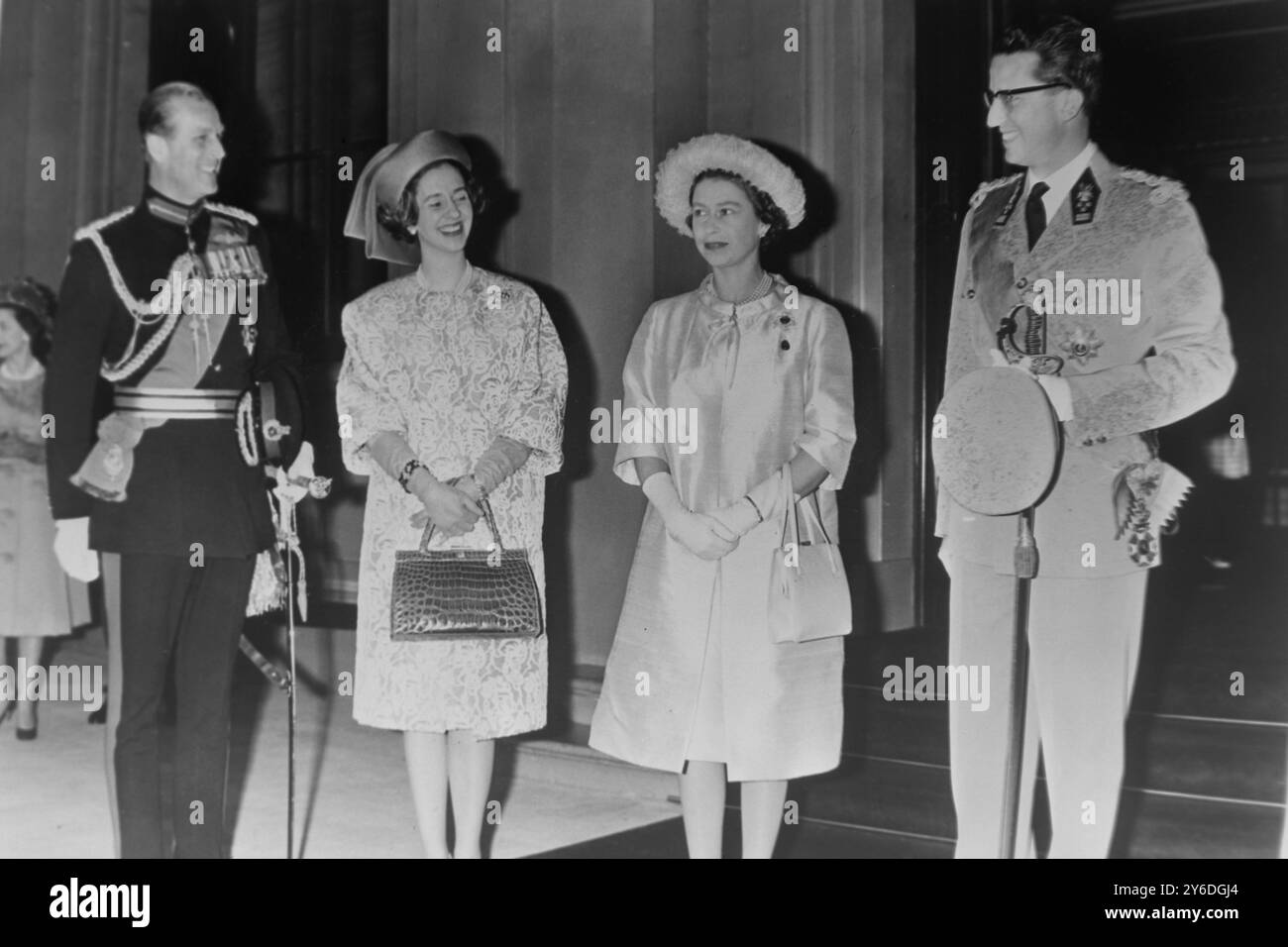 QUEEN ELIZABETH II WITH PRINCE PHILIP AND QUEEN FABIOLA WITH KING ...